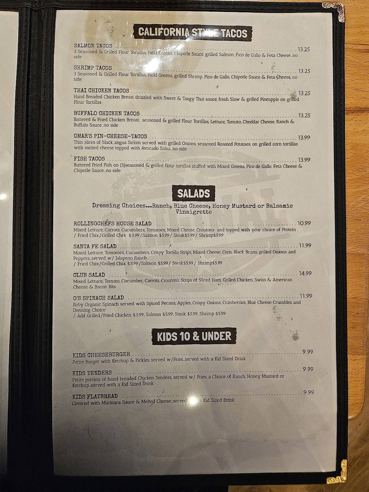 Menu at Rolling Chefs Hartwell restaurant, Hartwell, 107 N Forest Ave