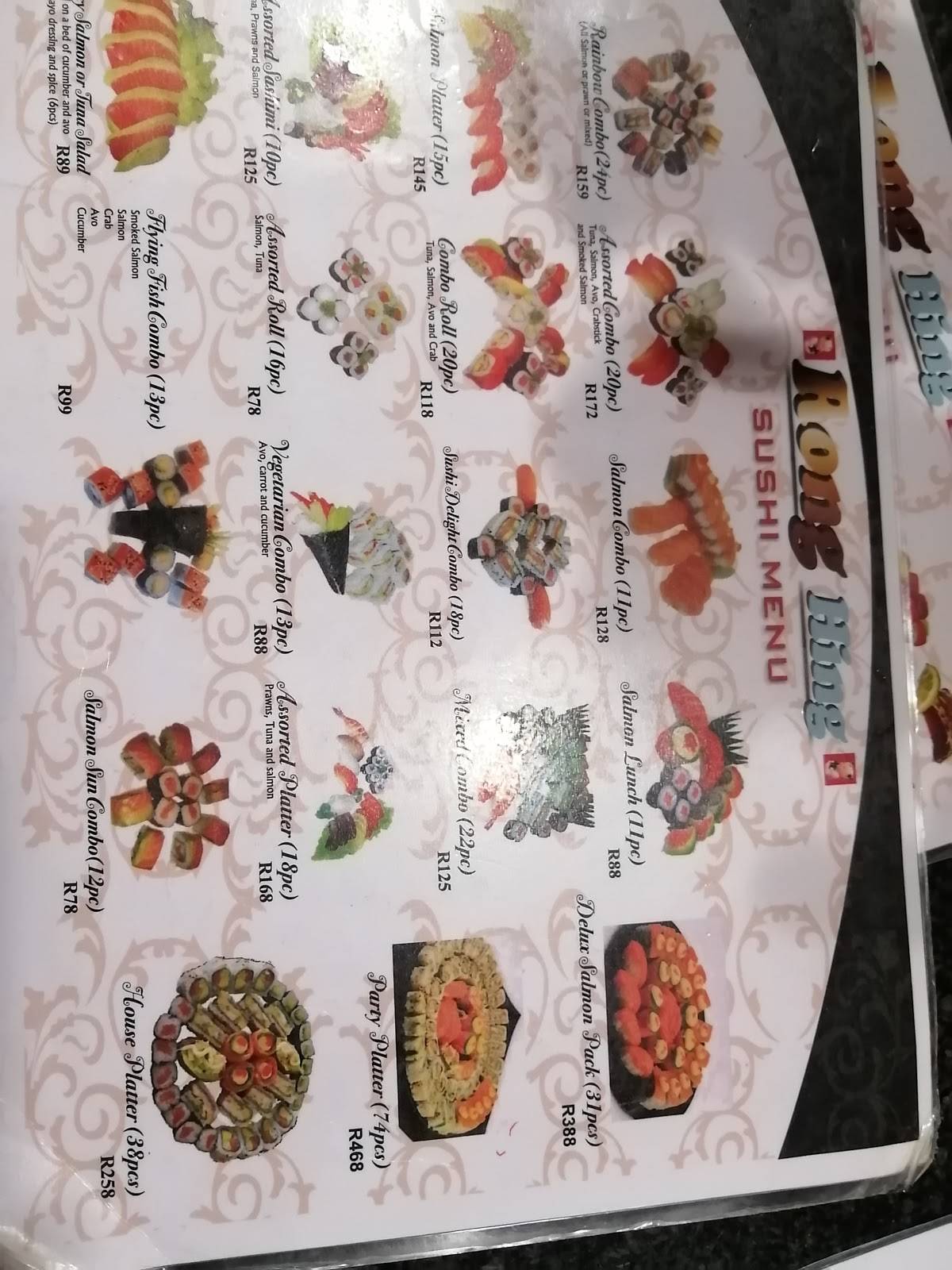 Menu at Rong Hing restaurant, Randburg