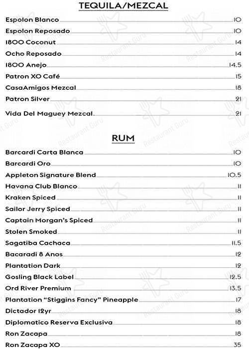 Menu at QT Perth pub & bar, Perth