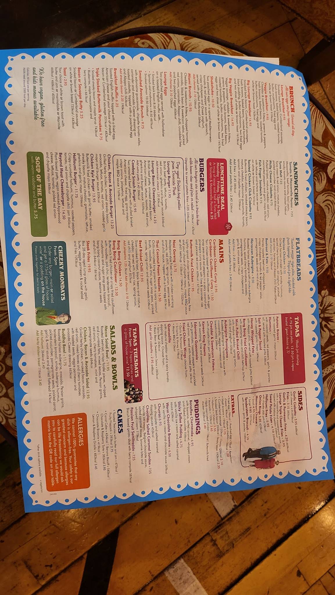 Menu at Rosado Lounge restaurant, Tewkesbury