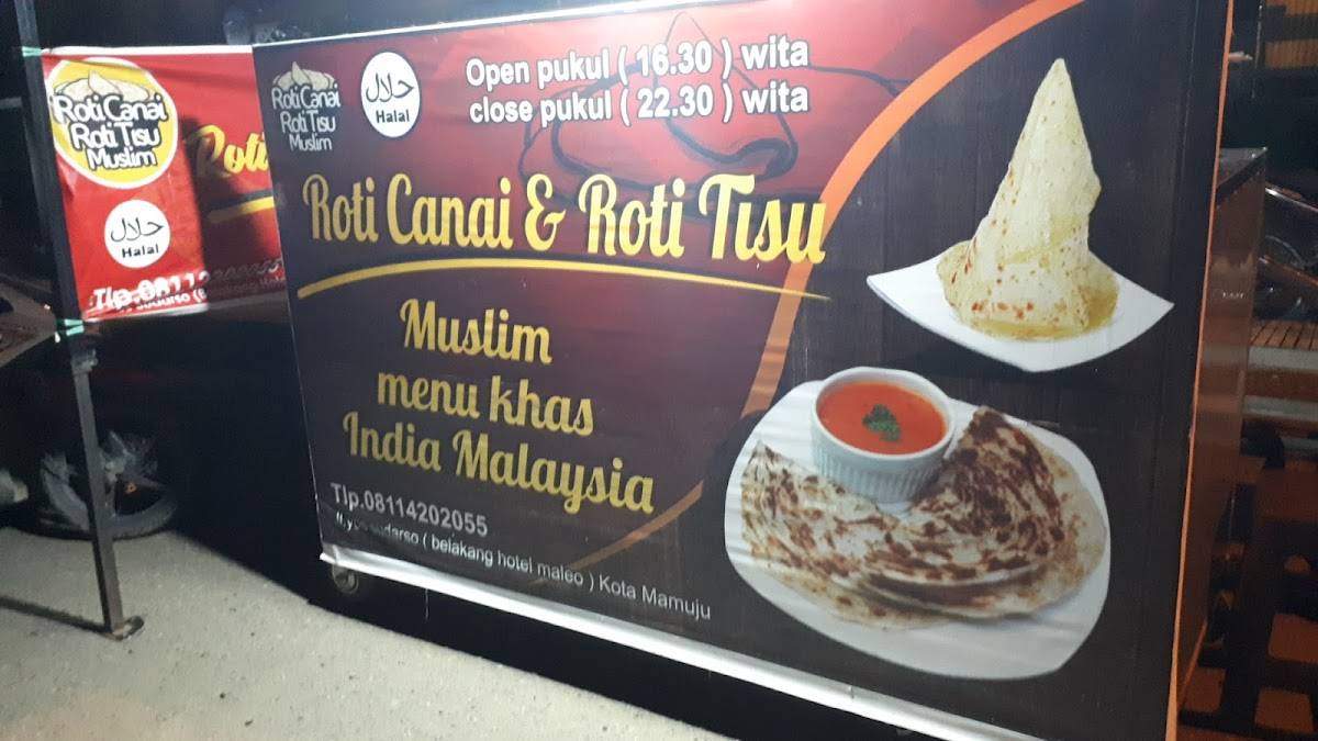 Menu at Roti Canai dan Roti Tisu Muslim, Indonesia
