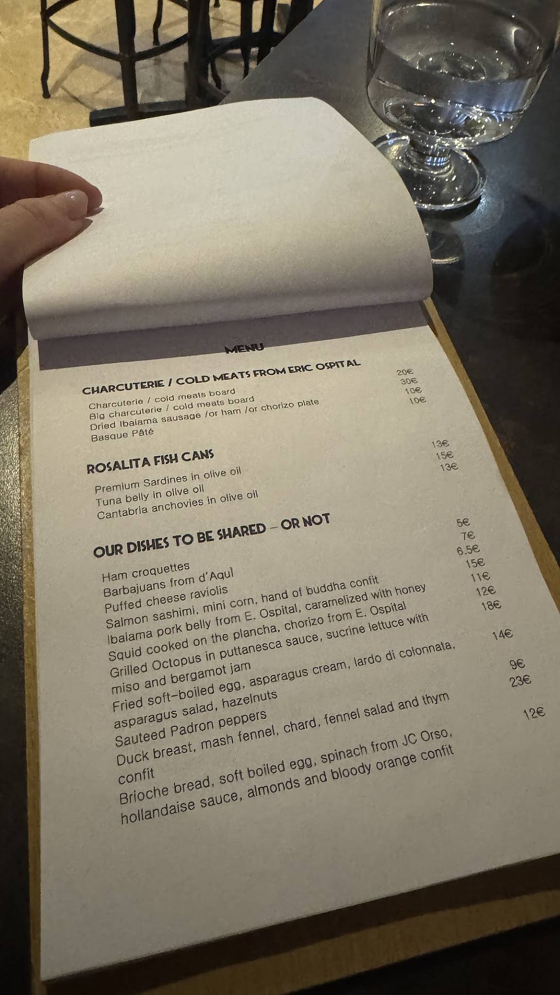 Menu at Rouge restaurant, Nice