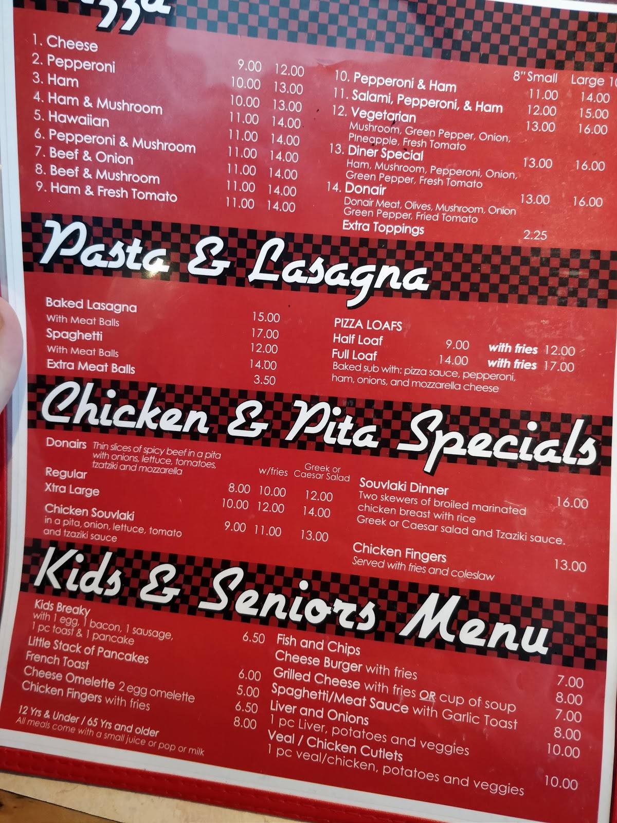 Menu at Route 99 Diner restaurant, Edmonton