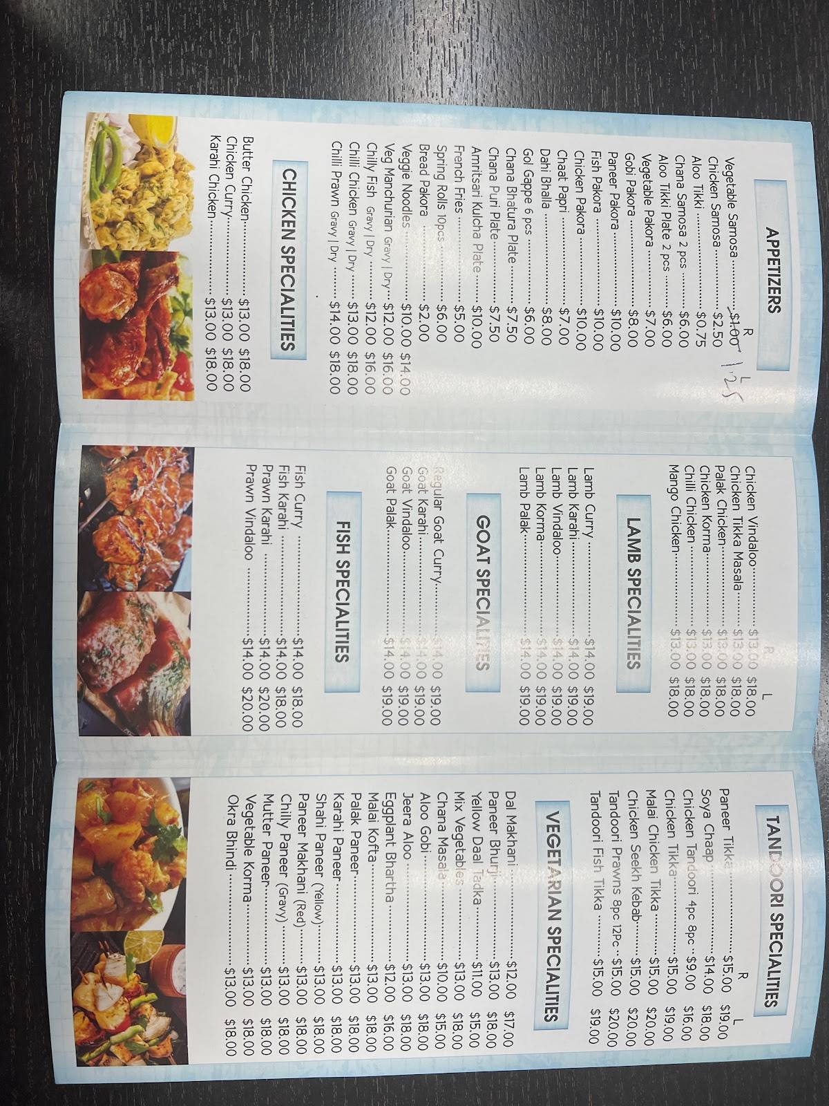 Menu at Royal Indian Chef and Sweets restaurant, Surrey