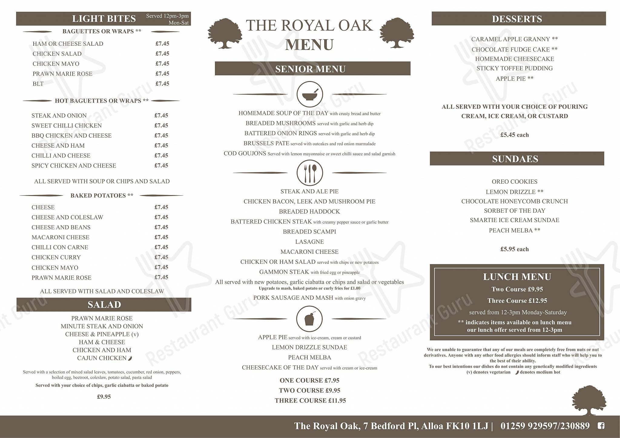 Menu at Royal Oak Alloa pub & bar, Alloa