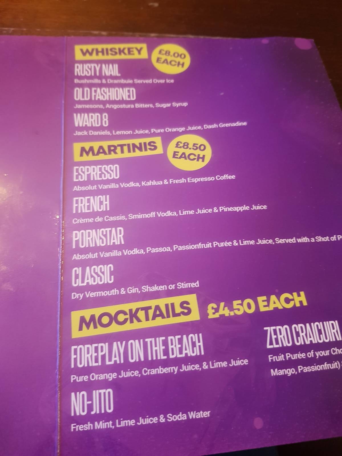 Menu at Ruby's Dundonald pub & bar, Belfast, 793 Upper Newtownards Rd