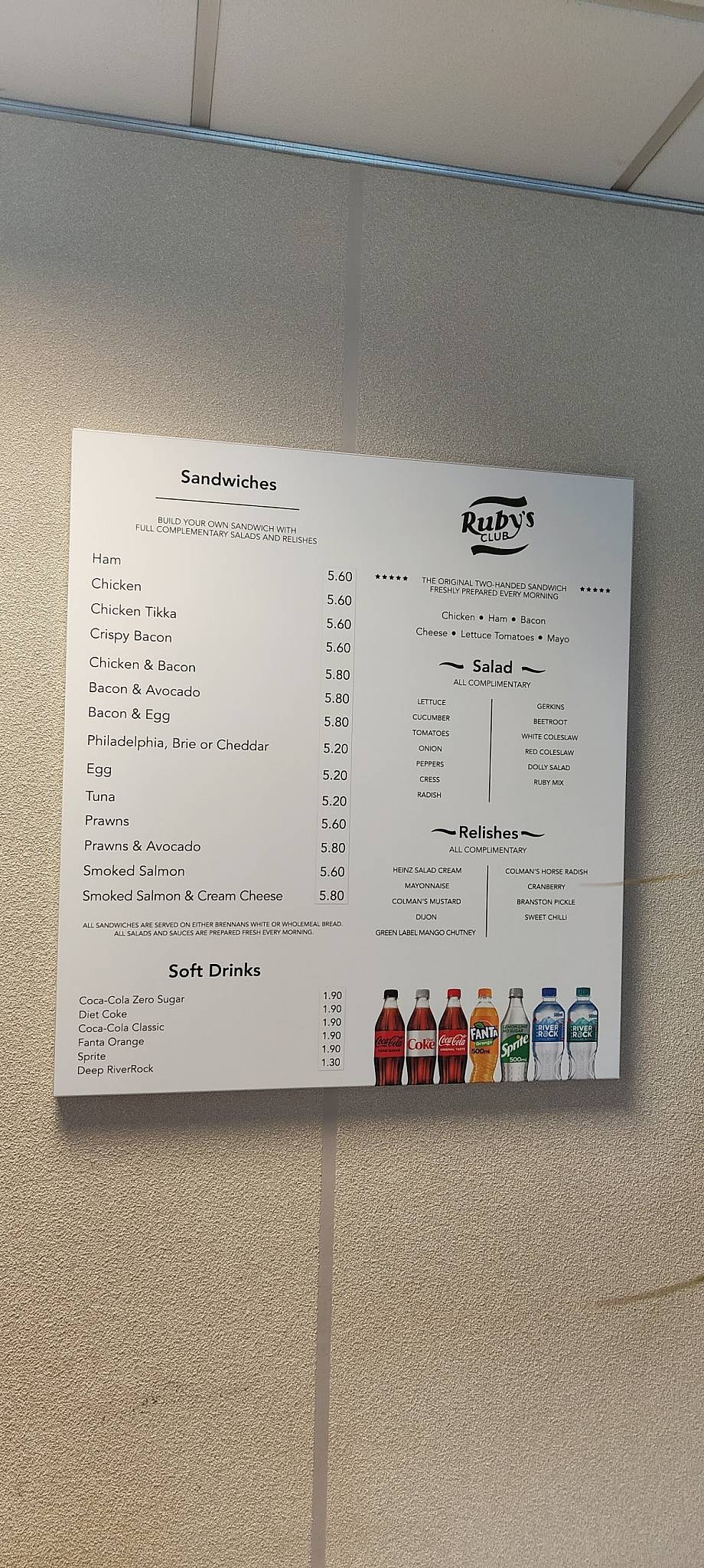 Menu at Ruby's restaurant, Belfast, 2 Montgomery St