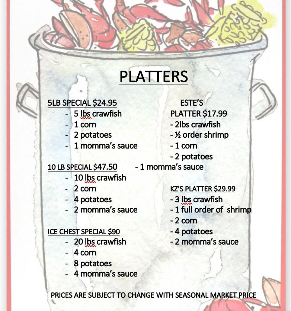 Menu at Ruston Crawfish Shack restaurant, Ruston