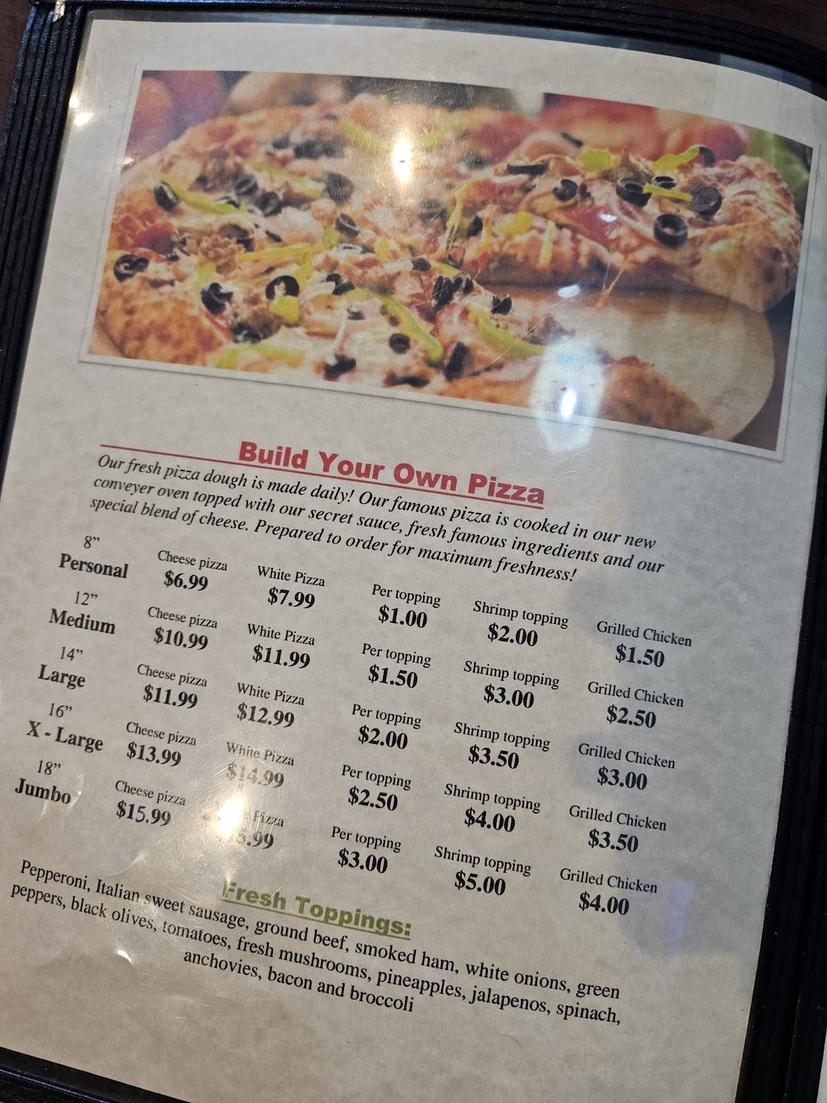 Carta de pizzería Ryan's Pizza & Hibachi, Beaufort
