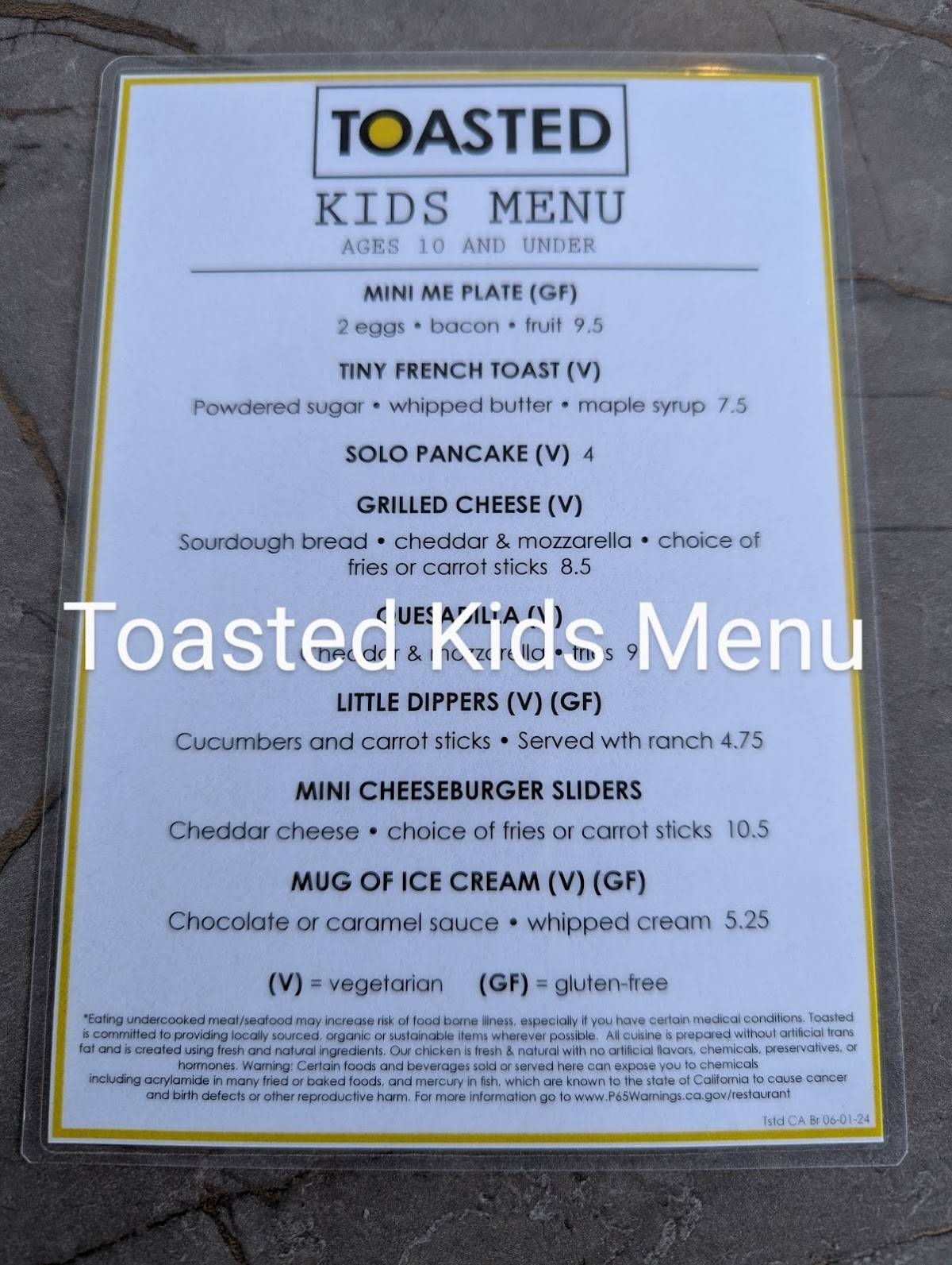 Menu at SEA180 restaurant, Imperial Beach