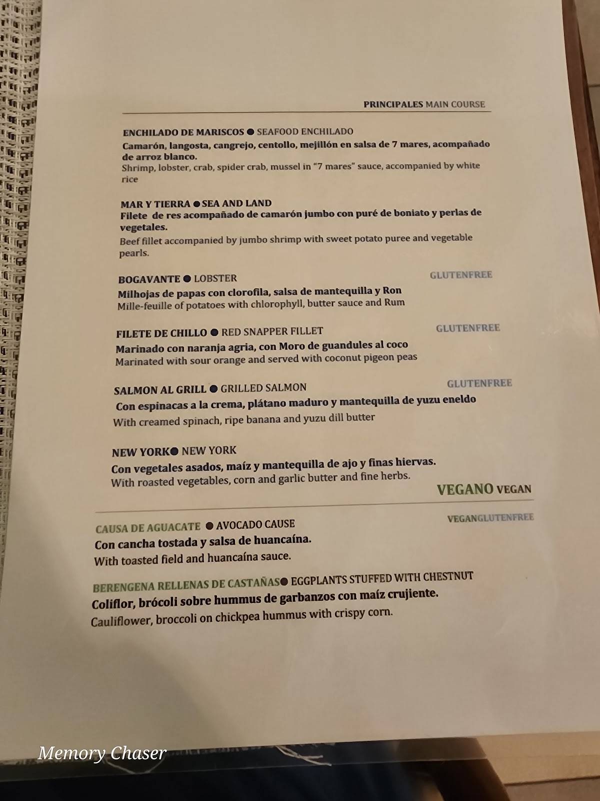 Menu at SEE & SEA restaurant, Punta Cana