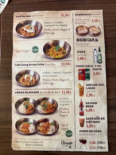 Menu at SEN Aurea - Viet Street Food restaurant, Lisbon