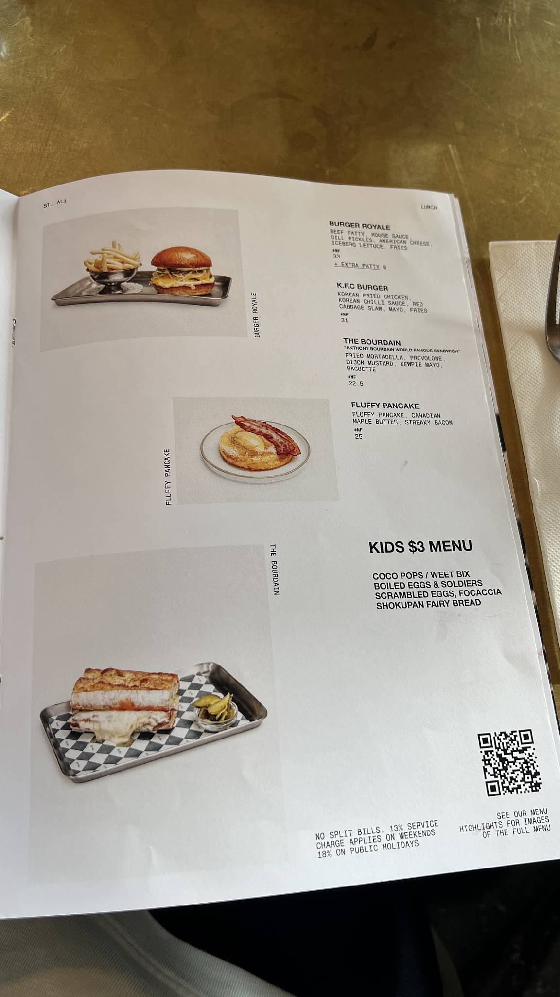 Menu at ST. ALi Coffee Roasters - South Melbourne cafe, South Melbourne ...