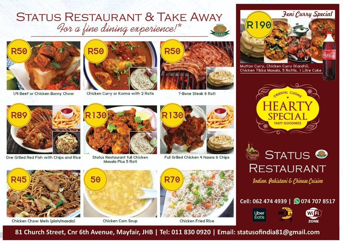 Menu at STATUS RESTAURANT & TAKE - AWAY, Johannesburg