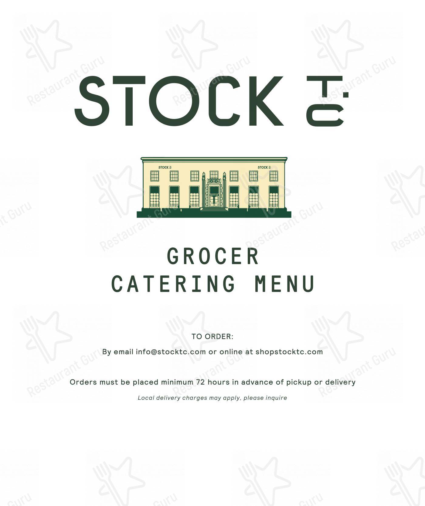 Menu at STOCK T.C Grocer pub & bar, Toronto