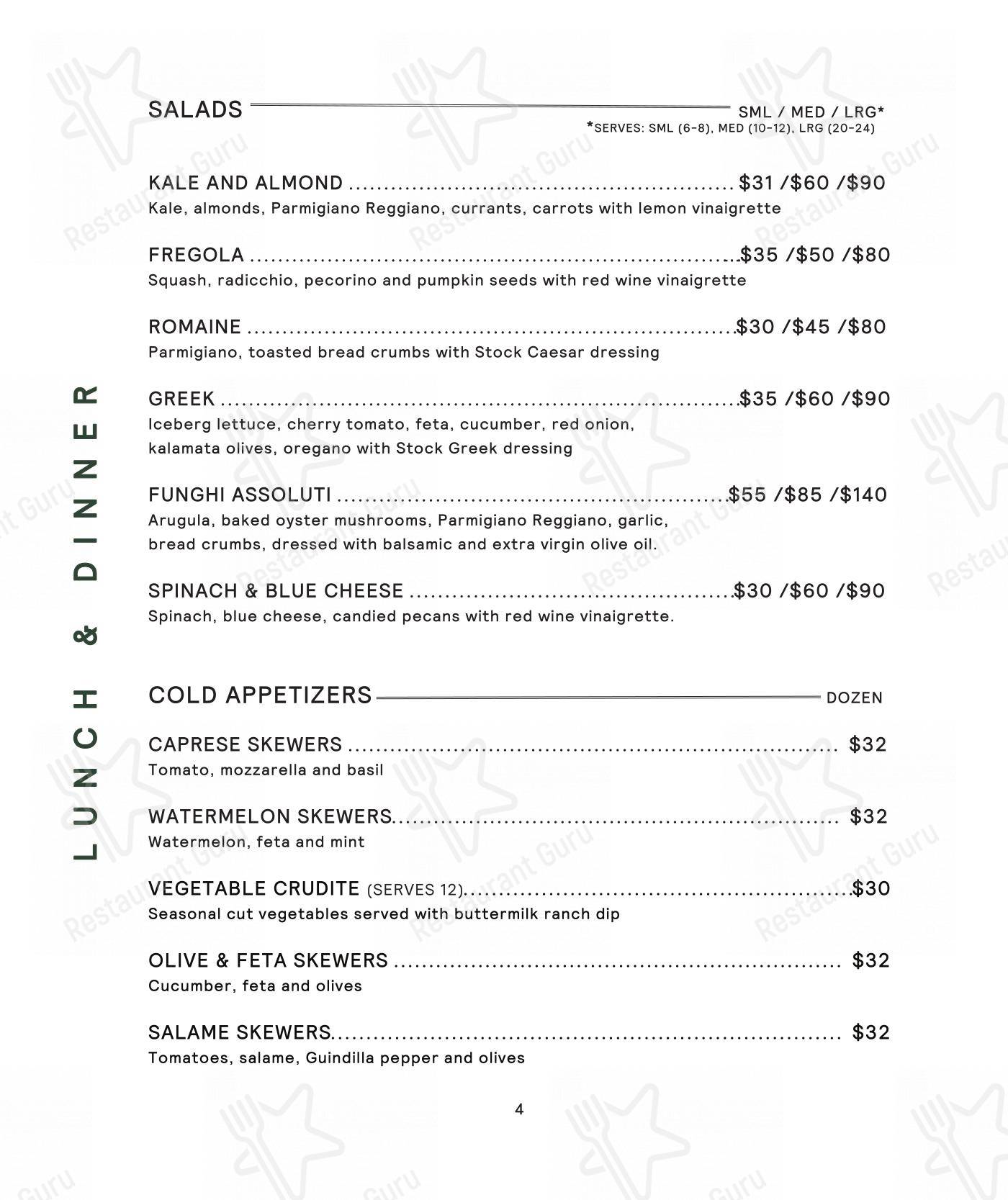 Menu at STOCK T.C Grocer pub & bar, Toronto