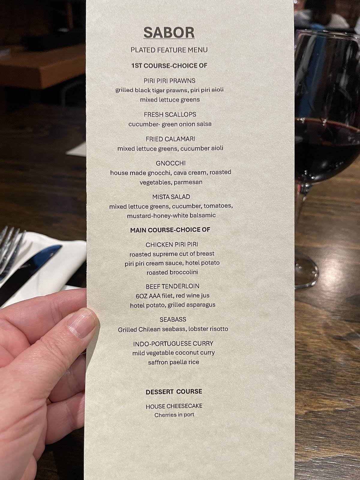Menu at Sabor Restaurant, Edmonton
