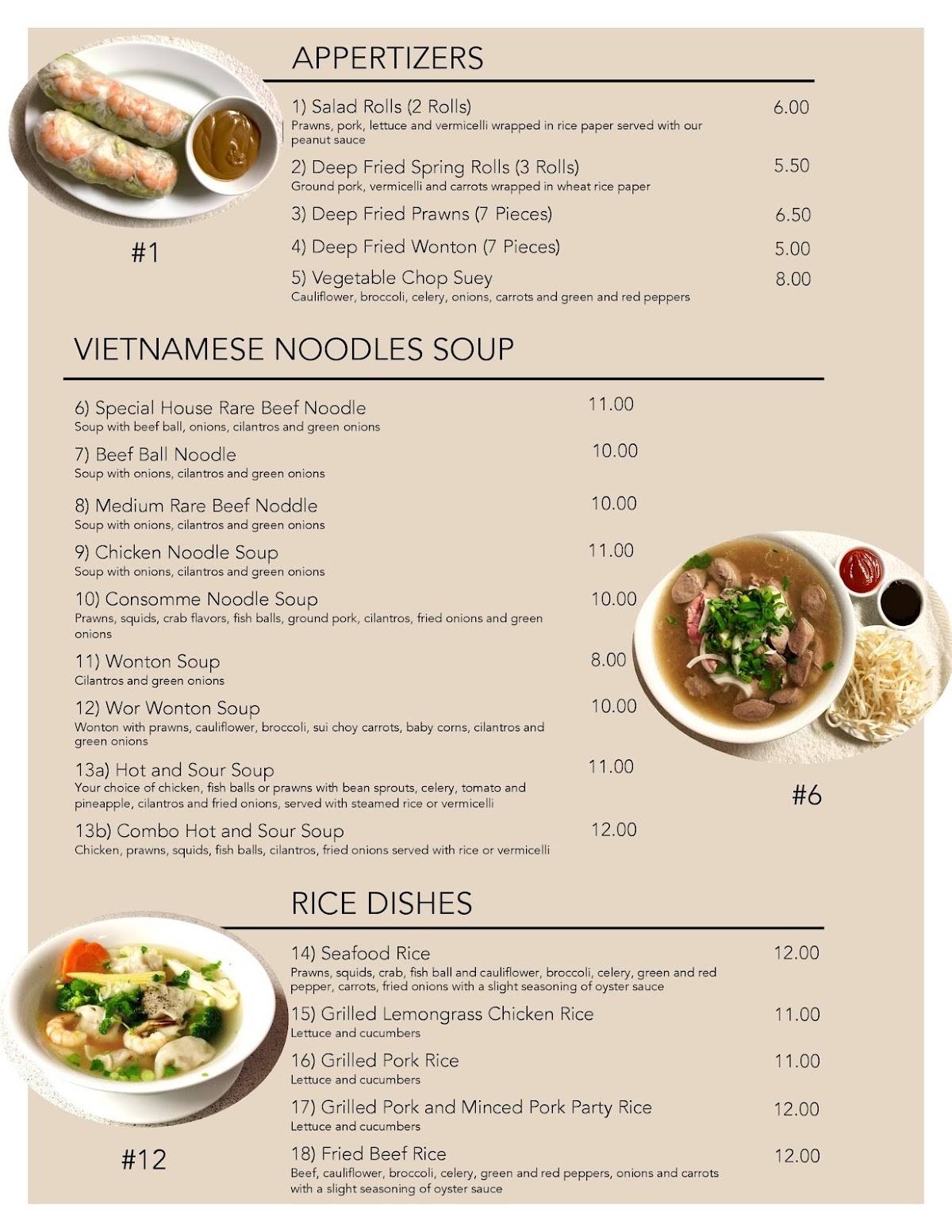 Menu at Saigon Garden restaurant, Parksville