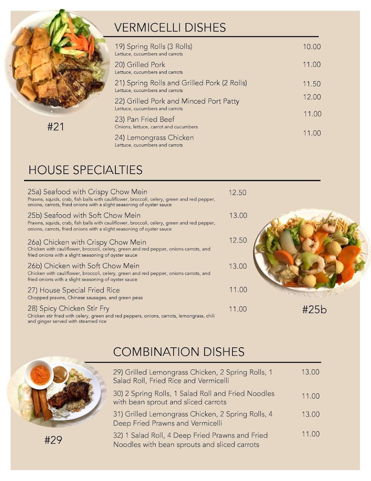 Menu at Saigon Garden restaurant, Parksville