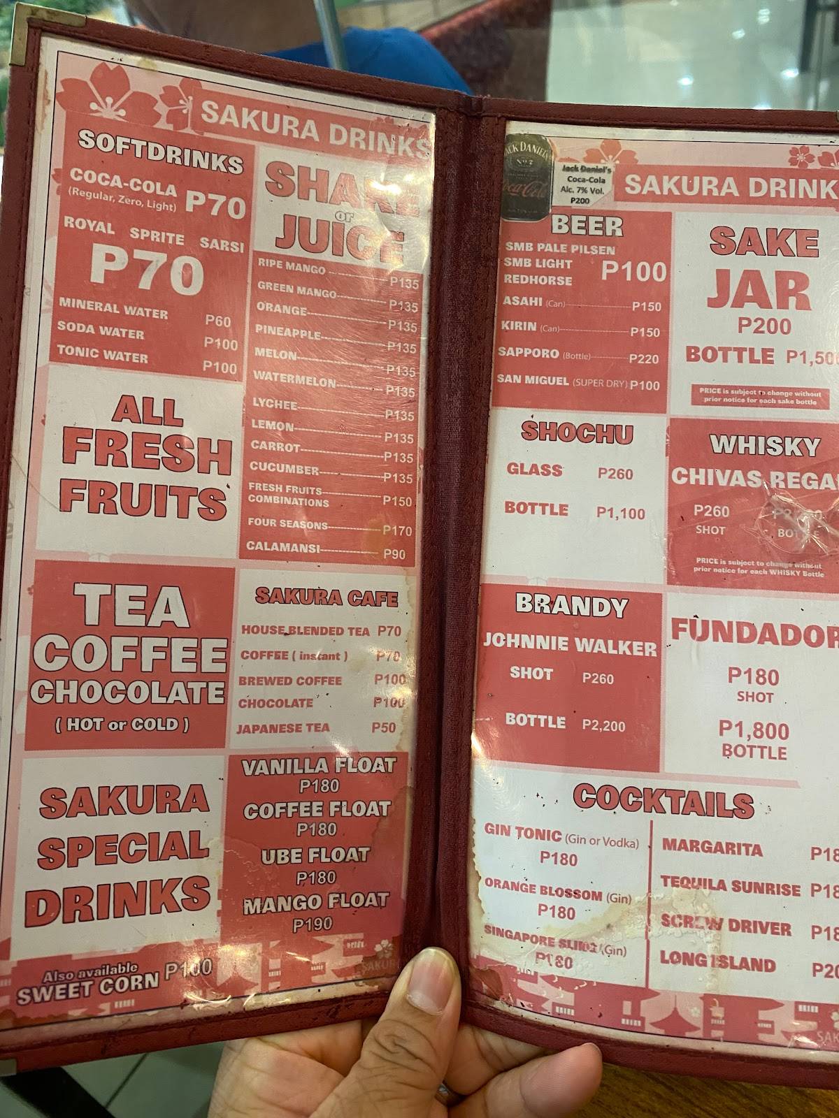 Menu at Sakura restaurant, Angeles, SM City Clark
