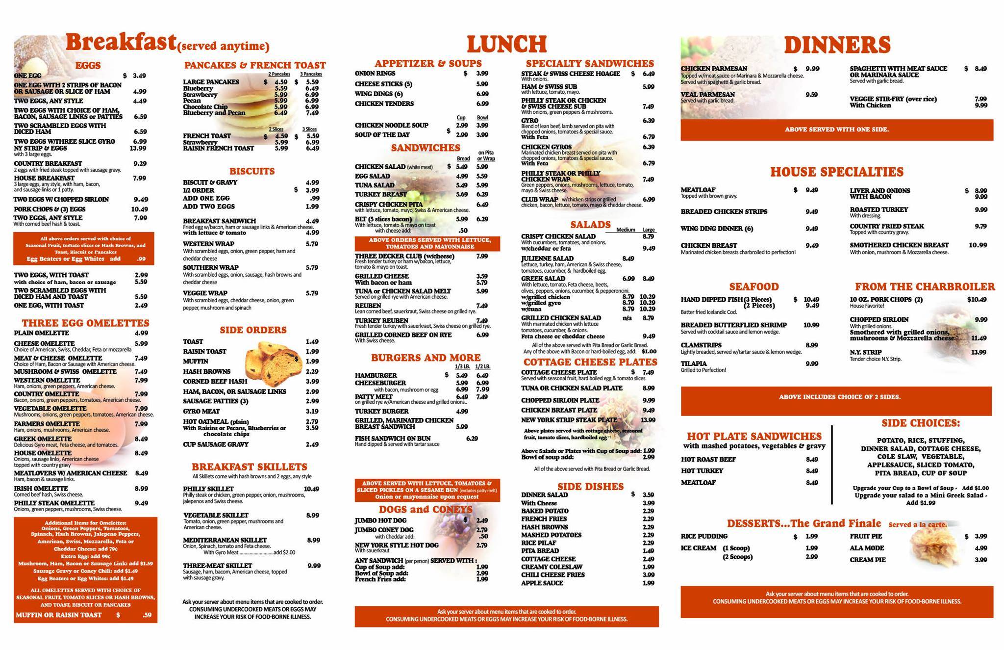 Menu at Saline Inn restaurant, Saline