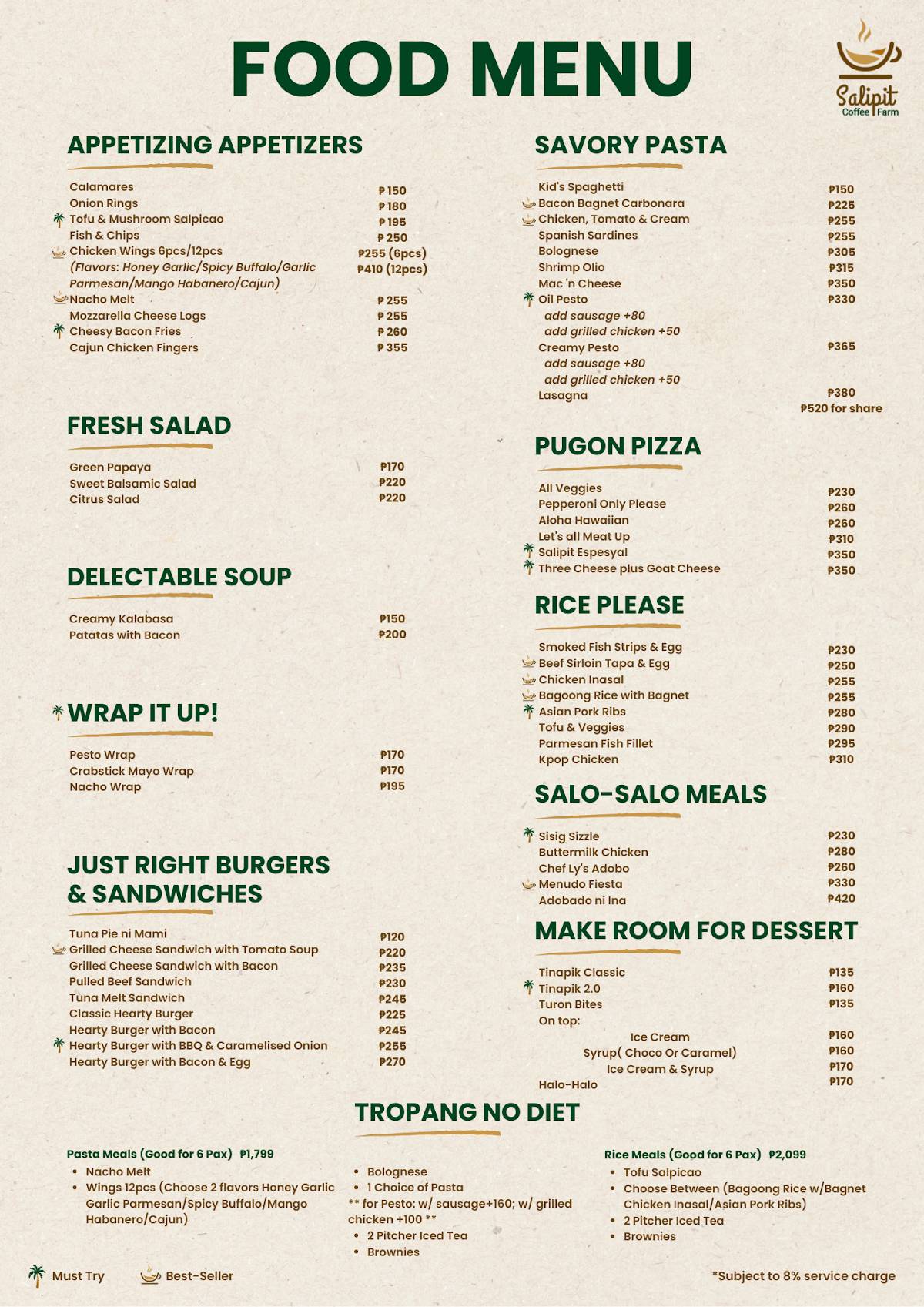 Menu at Salipit Coffee Farm, Magallanes