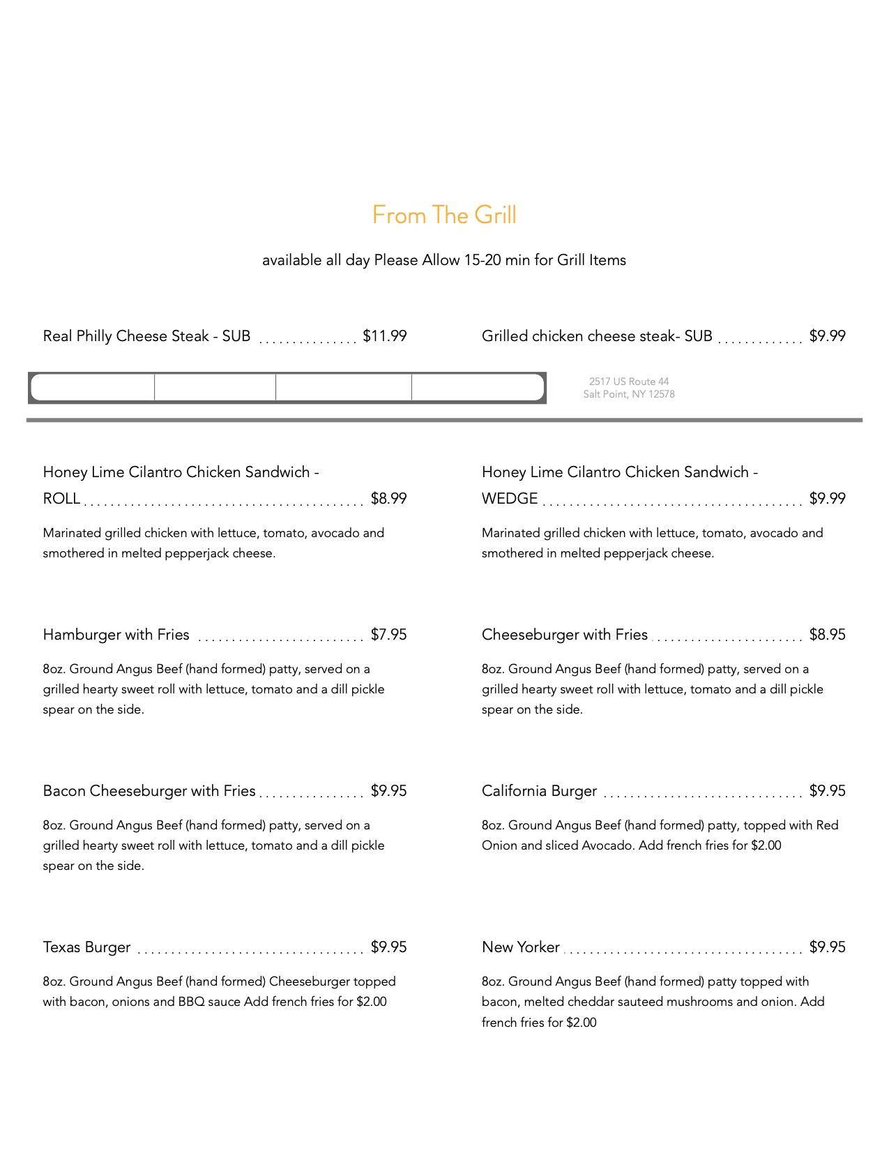Menu at Salt Point Market & Cafe, Salt Point