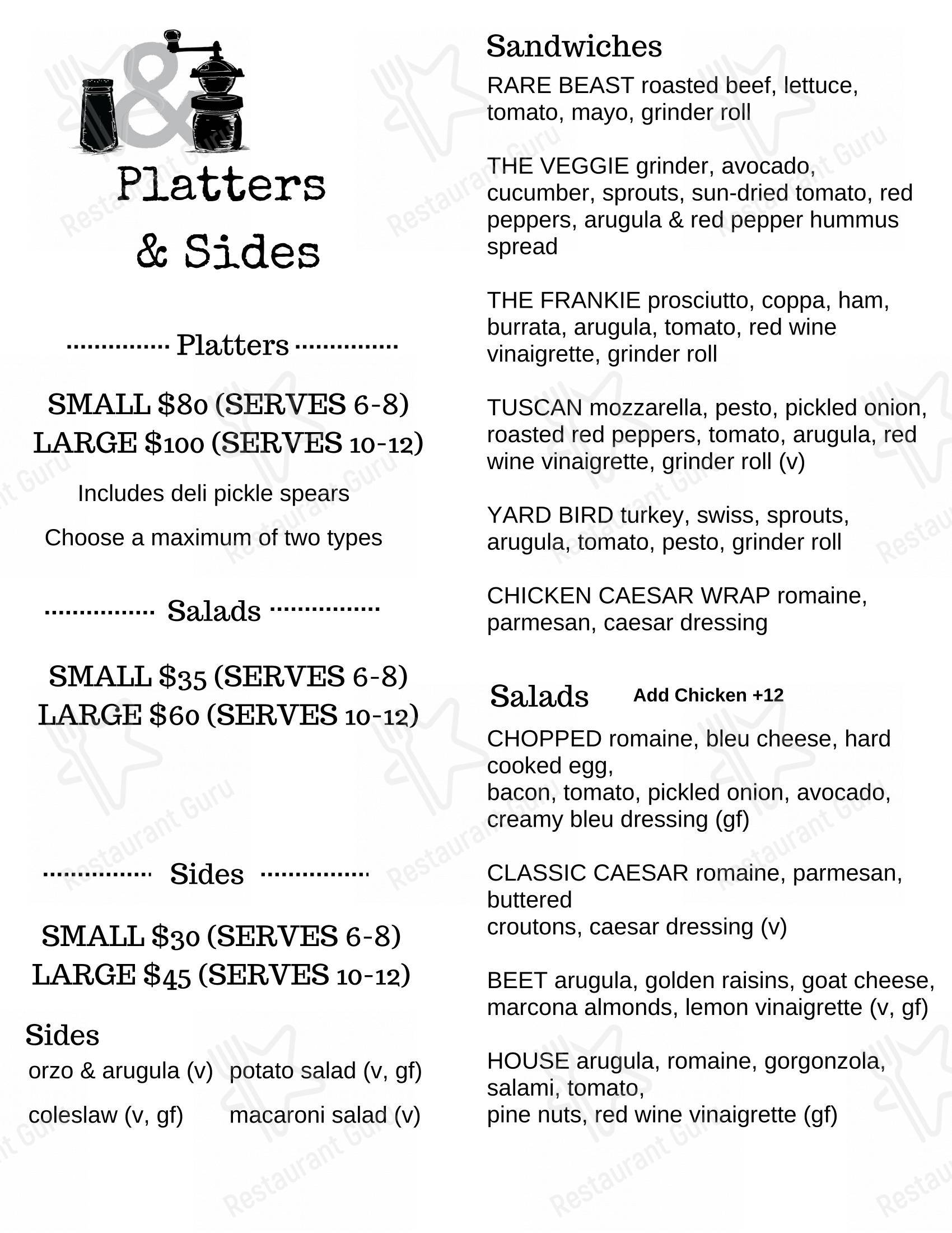 Menu at Salt & Grinder restaurant, Denver, W 32nd Ave