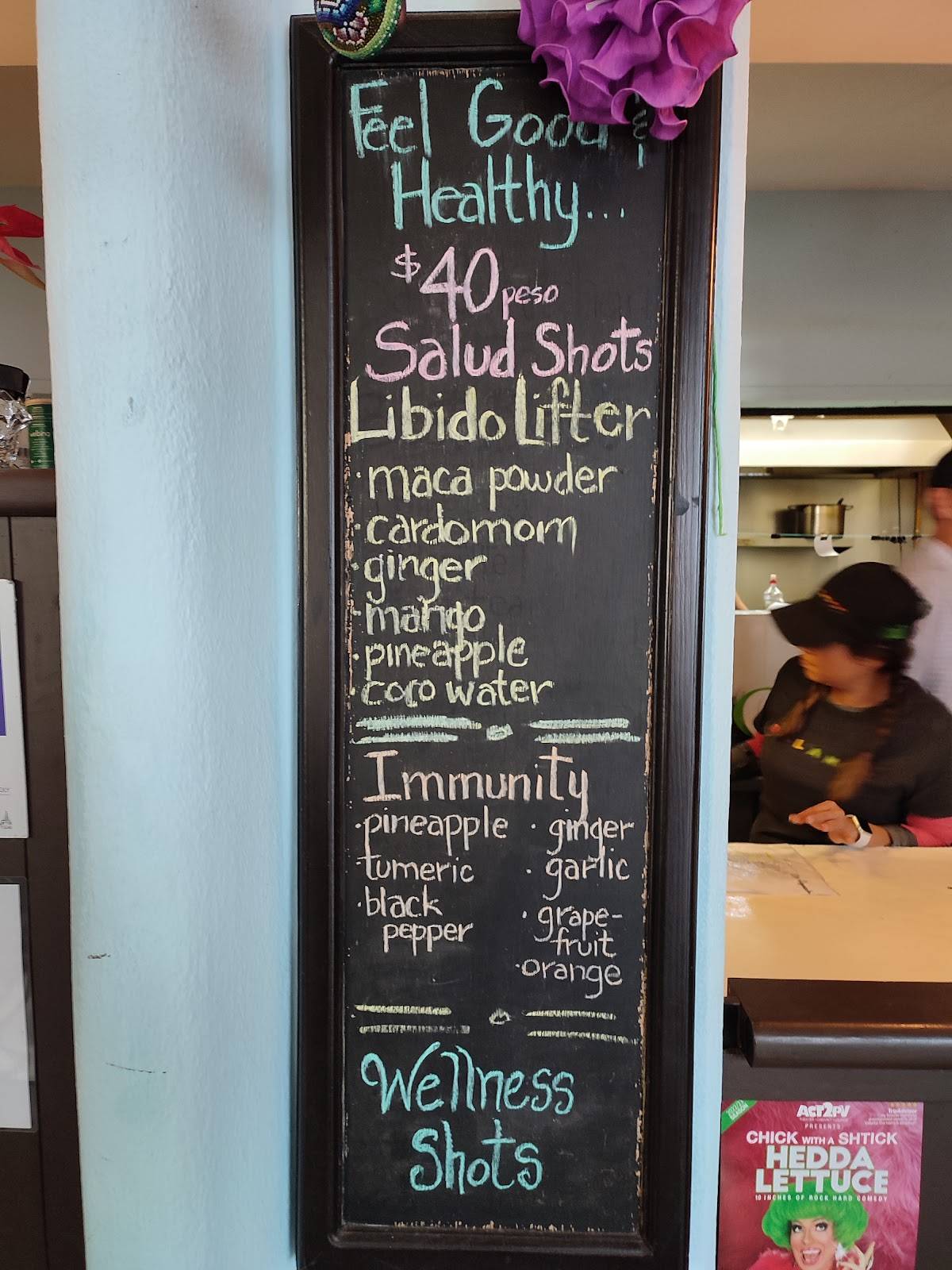 Menu at Salud Super Food pub & bar, Puerto Vallarta