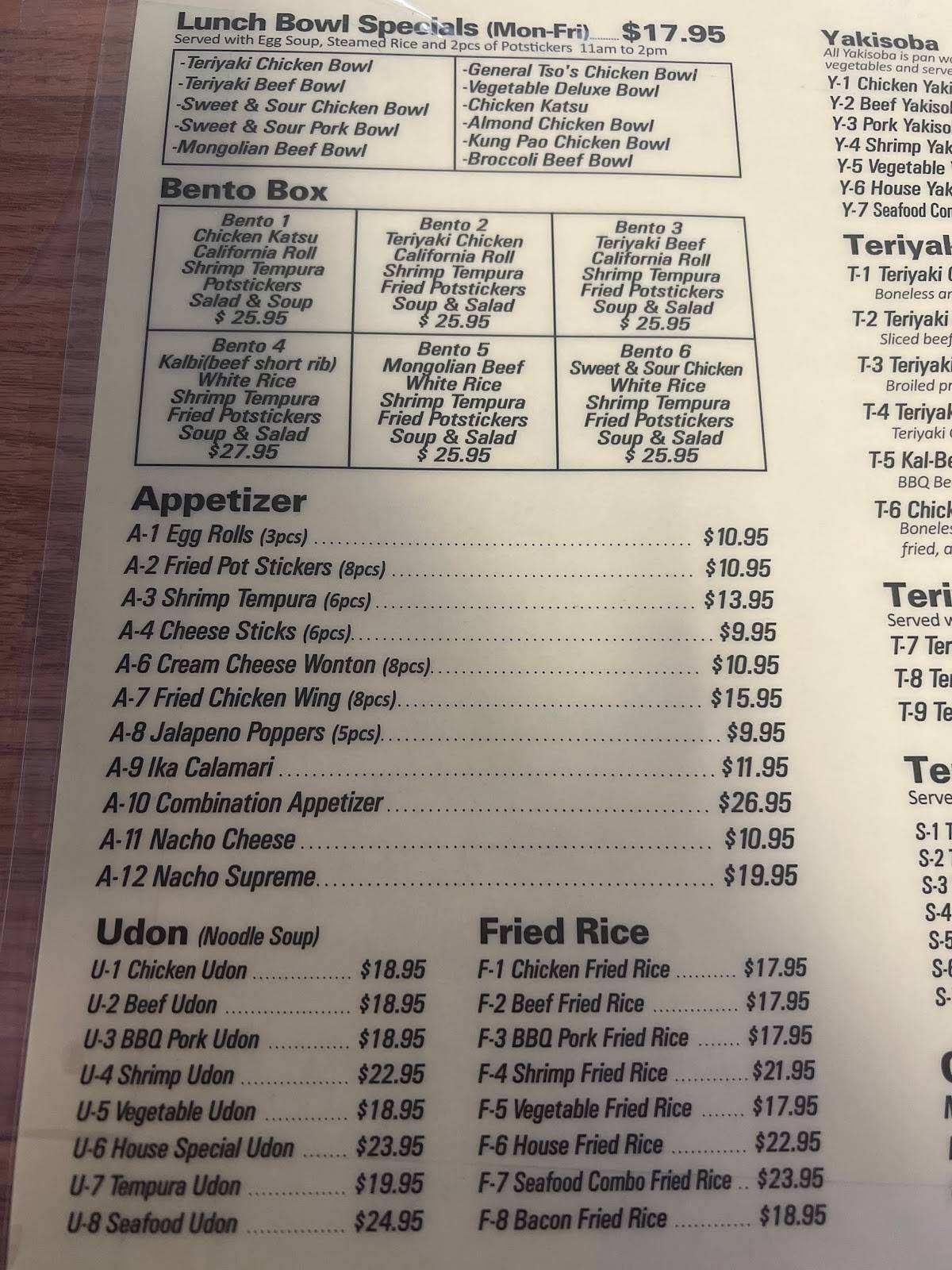 Menu at Sam's Restaurant, Bethel, 229-239 Tundra Way