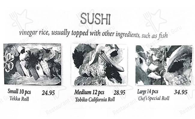 Menu at Samurai Sushi restaurant, Anchorage