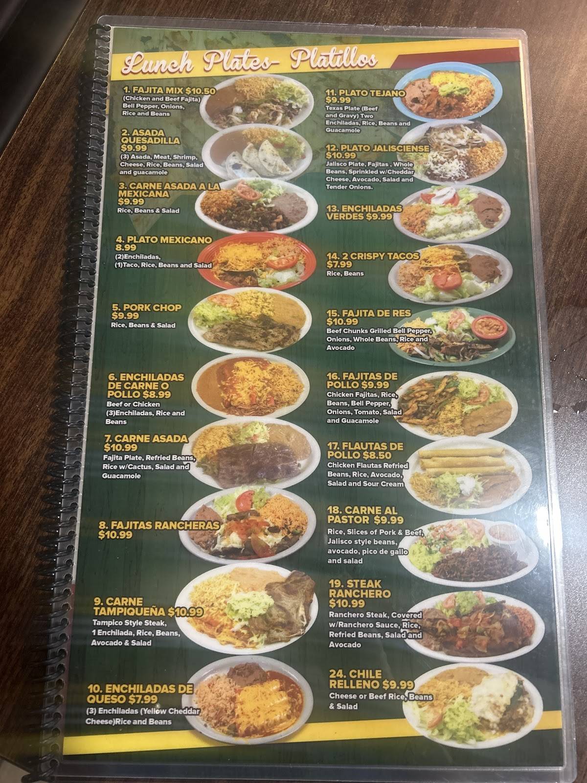 Menu at Taqueria Los Dos Laredos restaurant, San Antonio, Austin Hwy