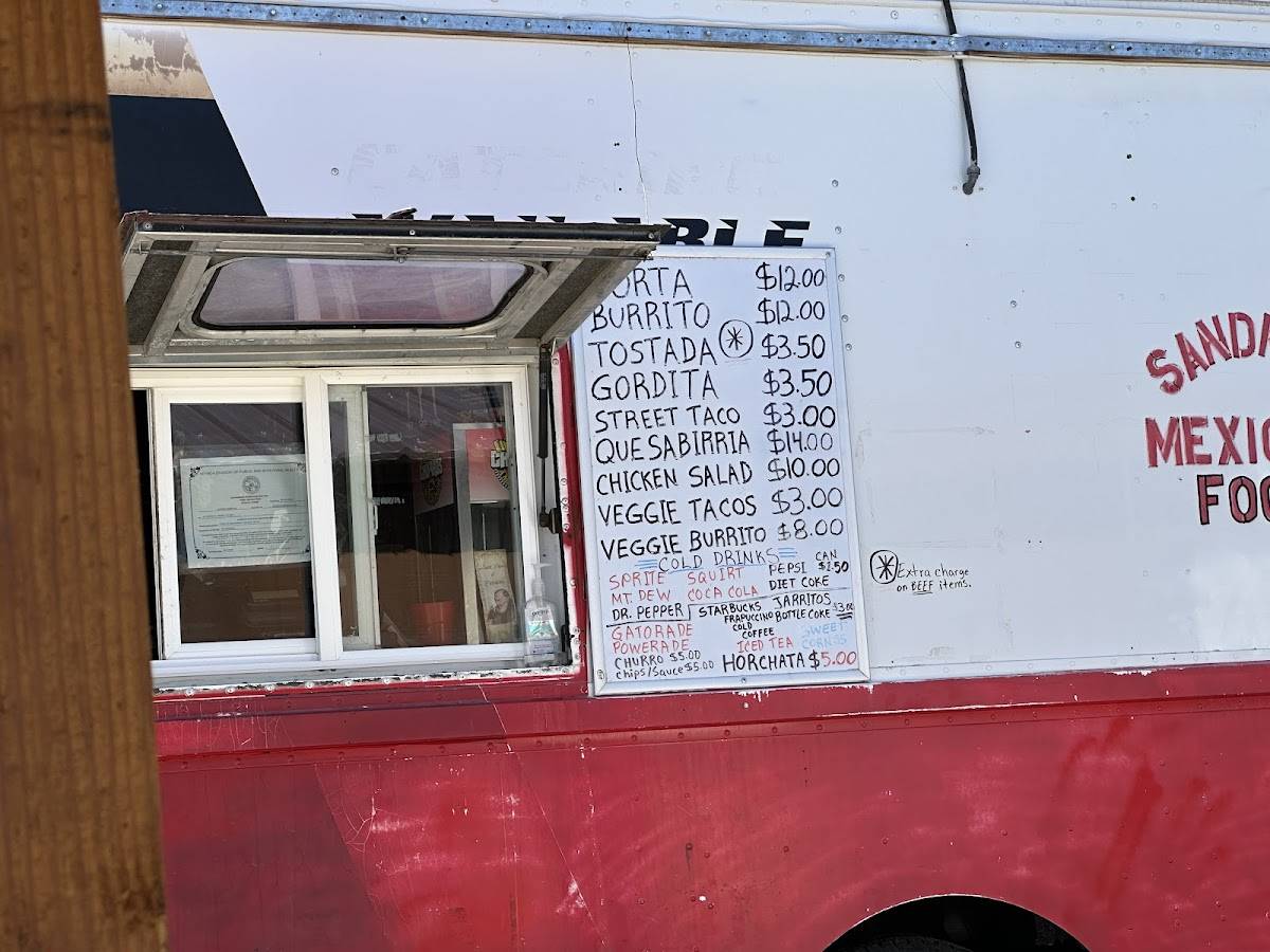 Menu at Sandra’s Mexican Food/Sandra's Little Villa restaurant, Baker