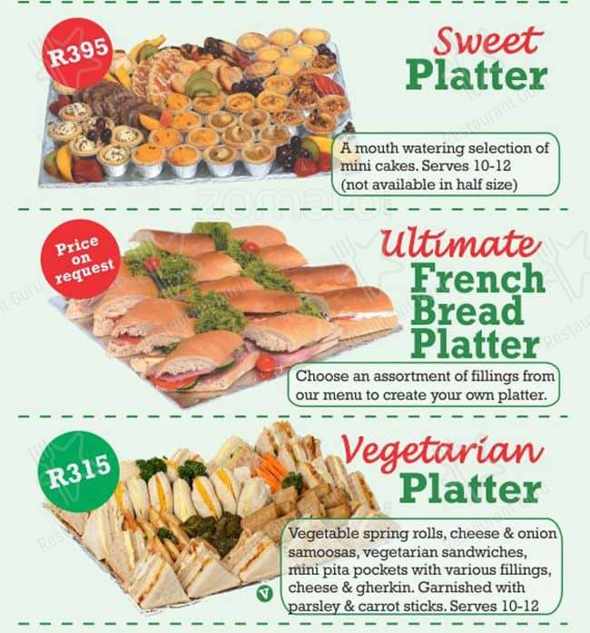 Carta de Sandwich Baron, Roodepoort, Westgate Shopping Centre