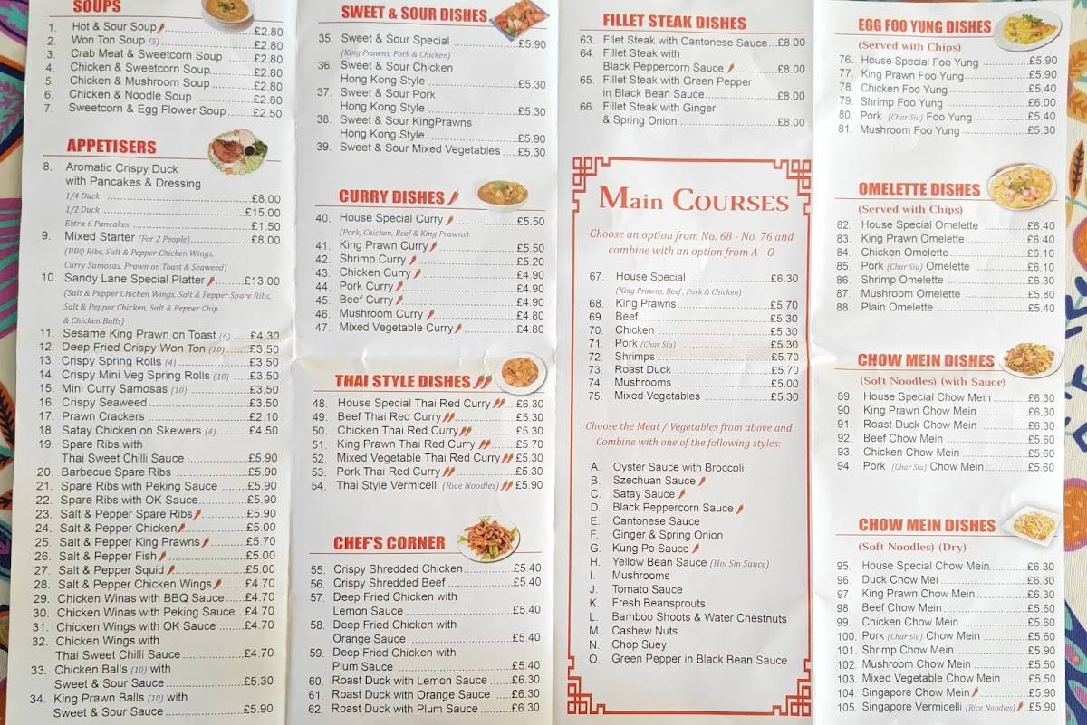 Menu at Sandy Lane Fish & Chips restaurant, Stoke-on-Trent