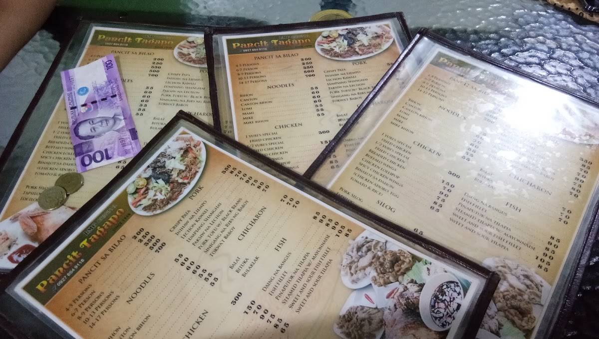 Menu at lmc original pancit tagapo restaurant, Santa Rosa