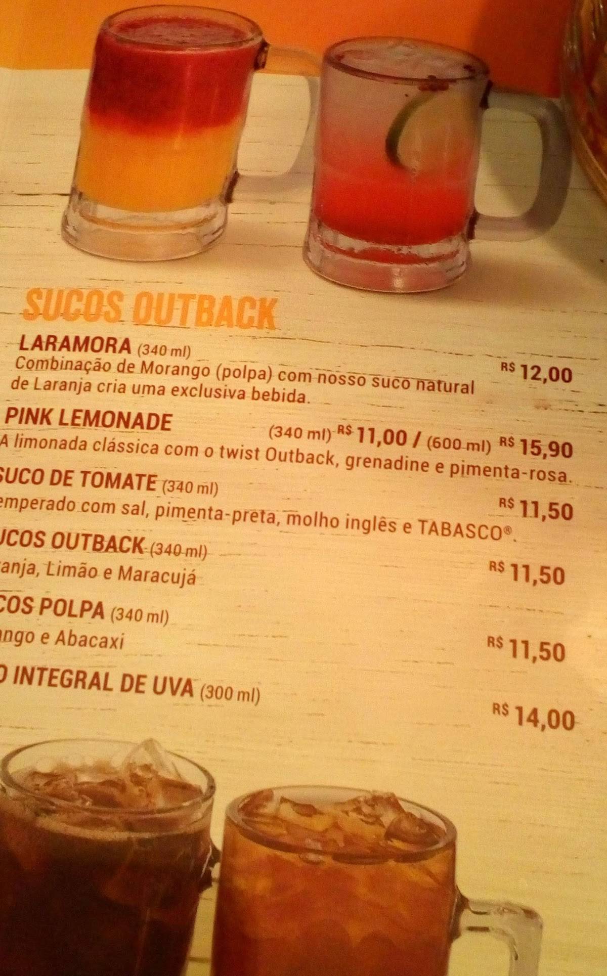 Menu em Outback Steakhouse Shopping Bourbon, São Paulo, 2100 Bourbon ...