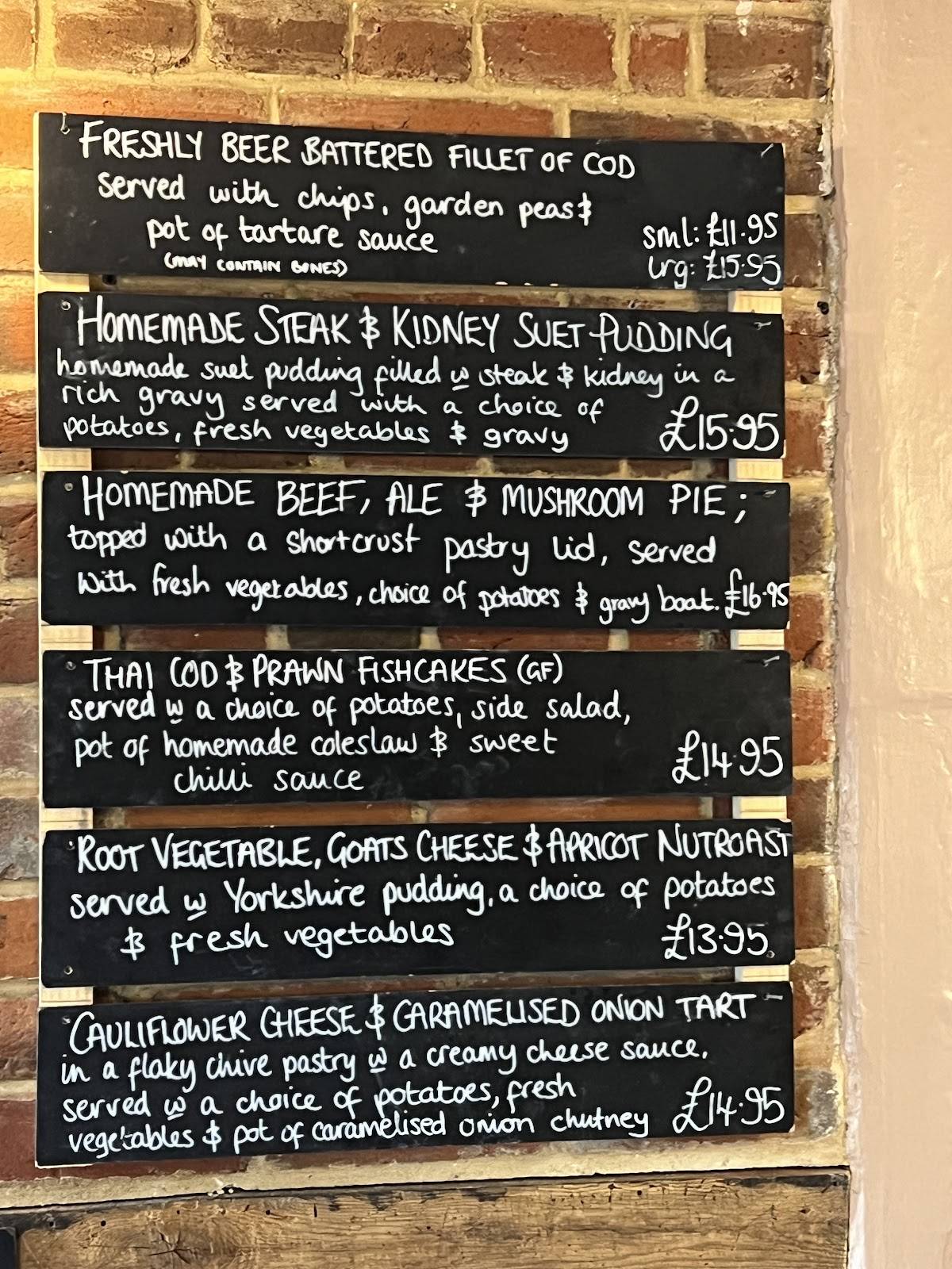 Menu at Saracens Head Newton pub & bar, Sudbury
