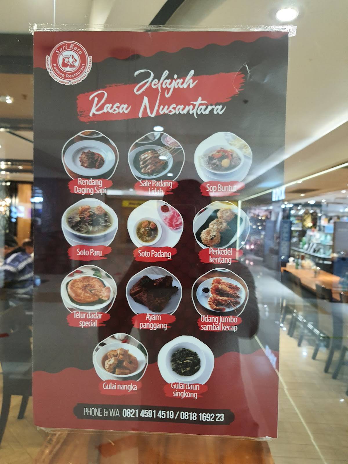 Menu at Restaurant Padang Sari Ratu (Plaza Indonesia), Jakarta, Plaza ...