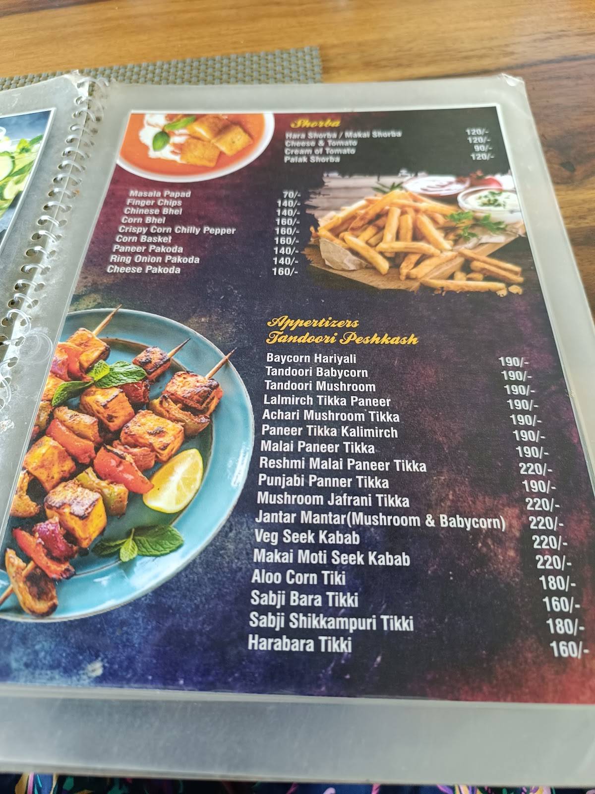 Menu at Sarovar Sabzi Sargam, Davanagere