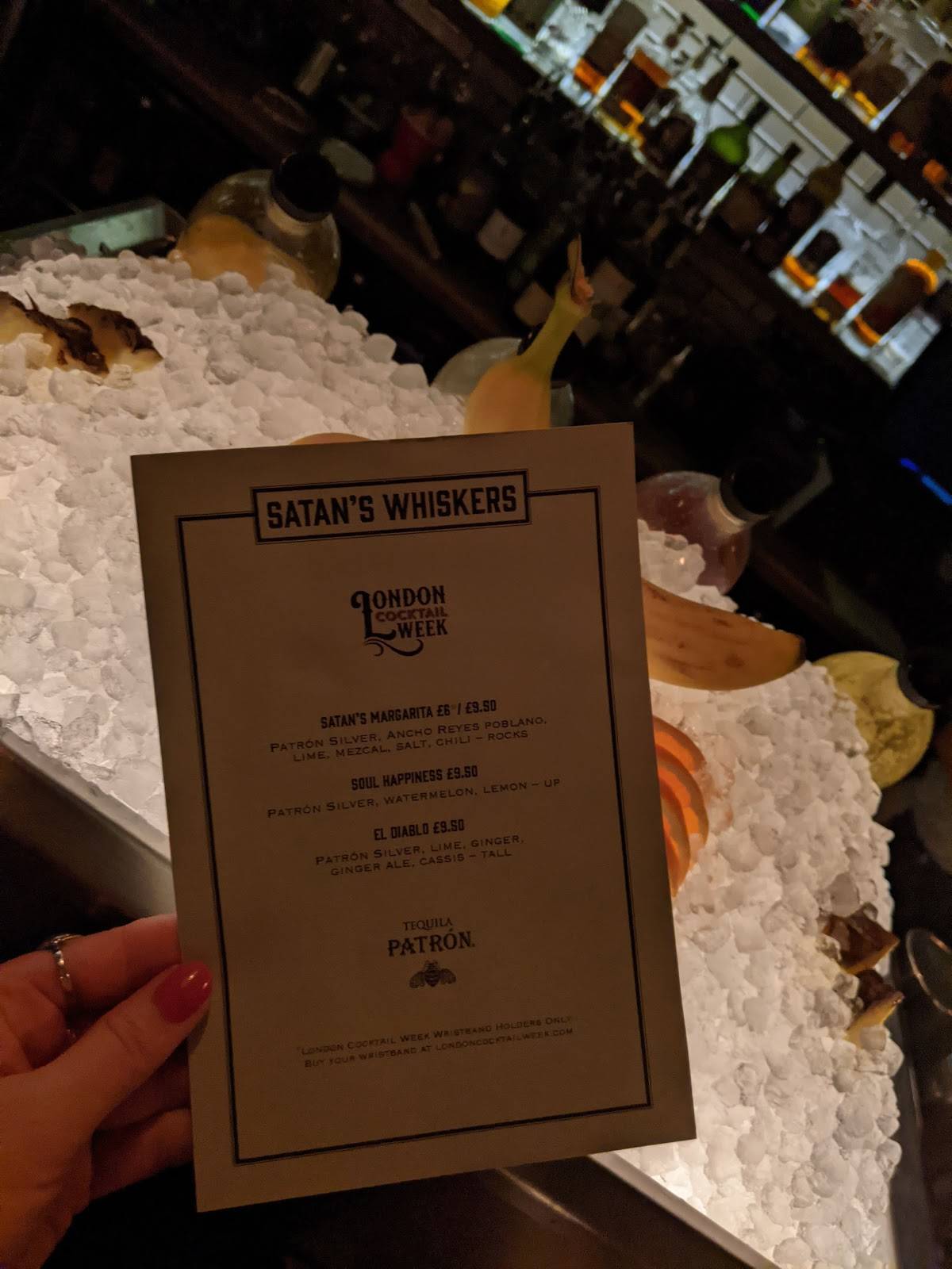 Menu at Satan's Whiskers pub & bar, London