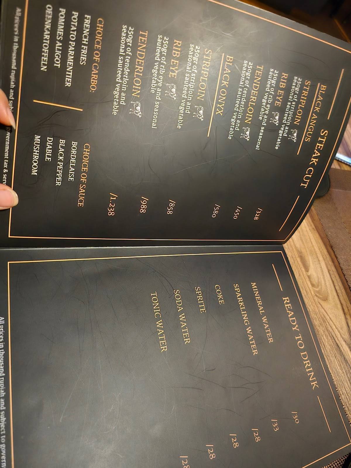 Menu at Savanna Steakhouse, Batam