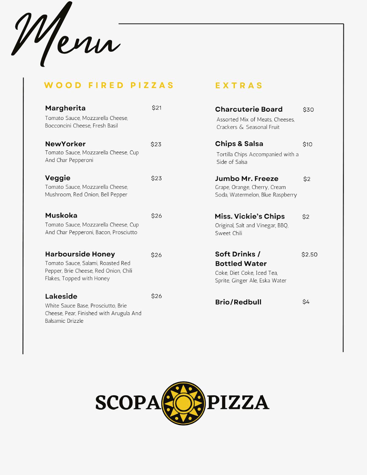 Menu at Scopa Pizza pizzeria, Bala