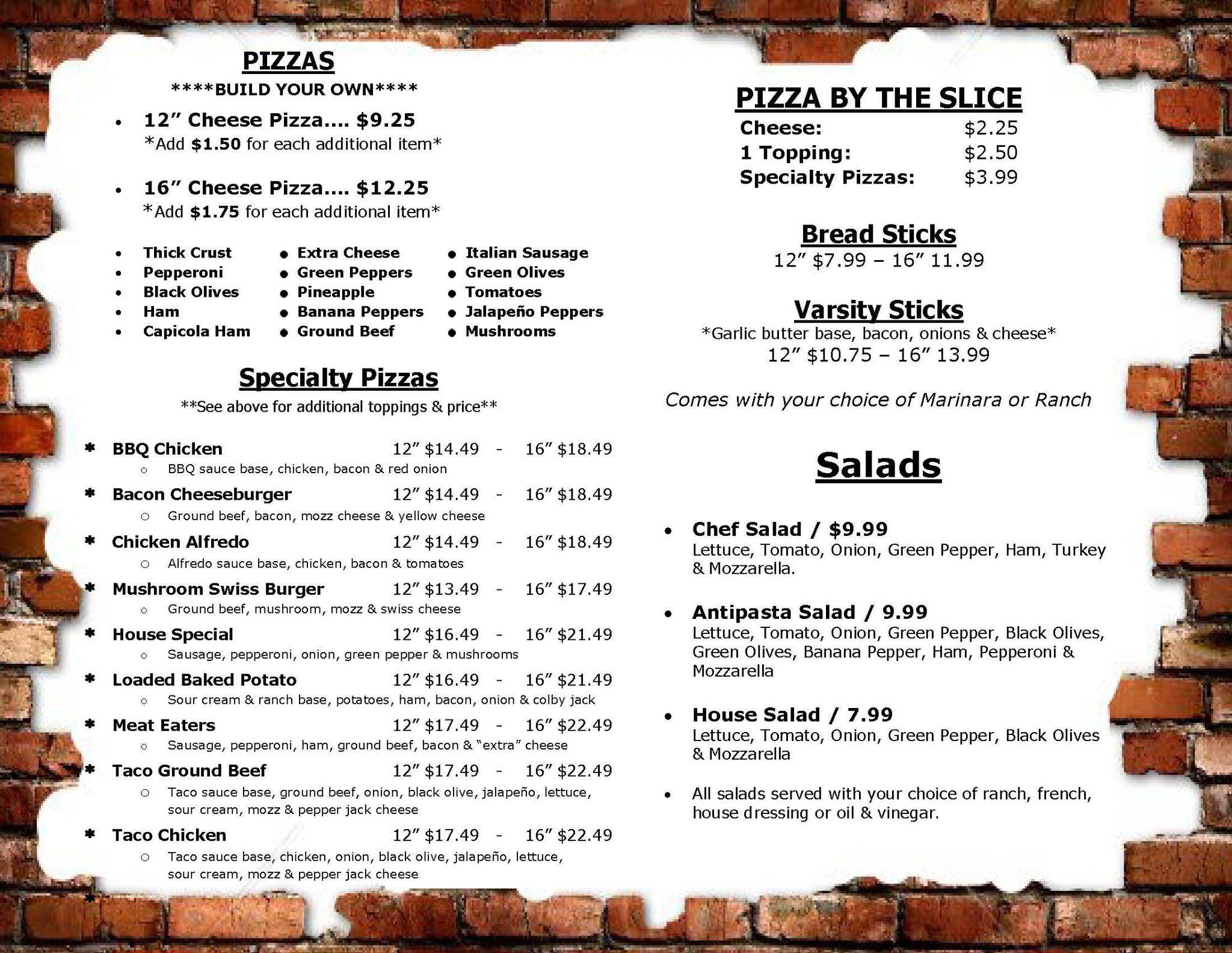 Menu at Scotts Country Store & Deli pizzeria, Scotts
