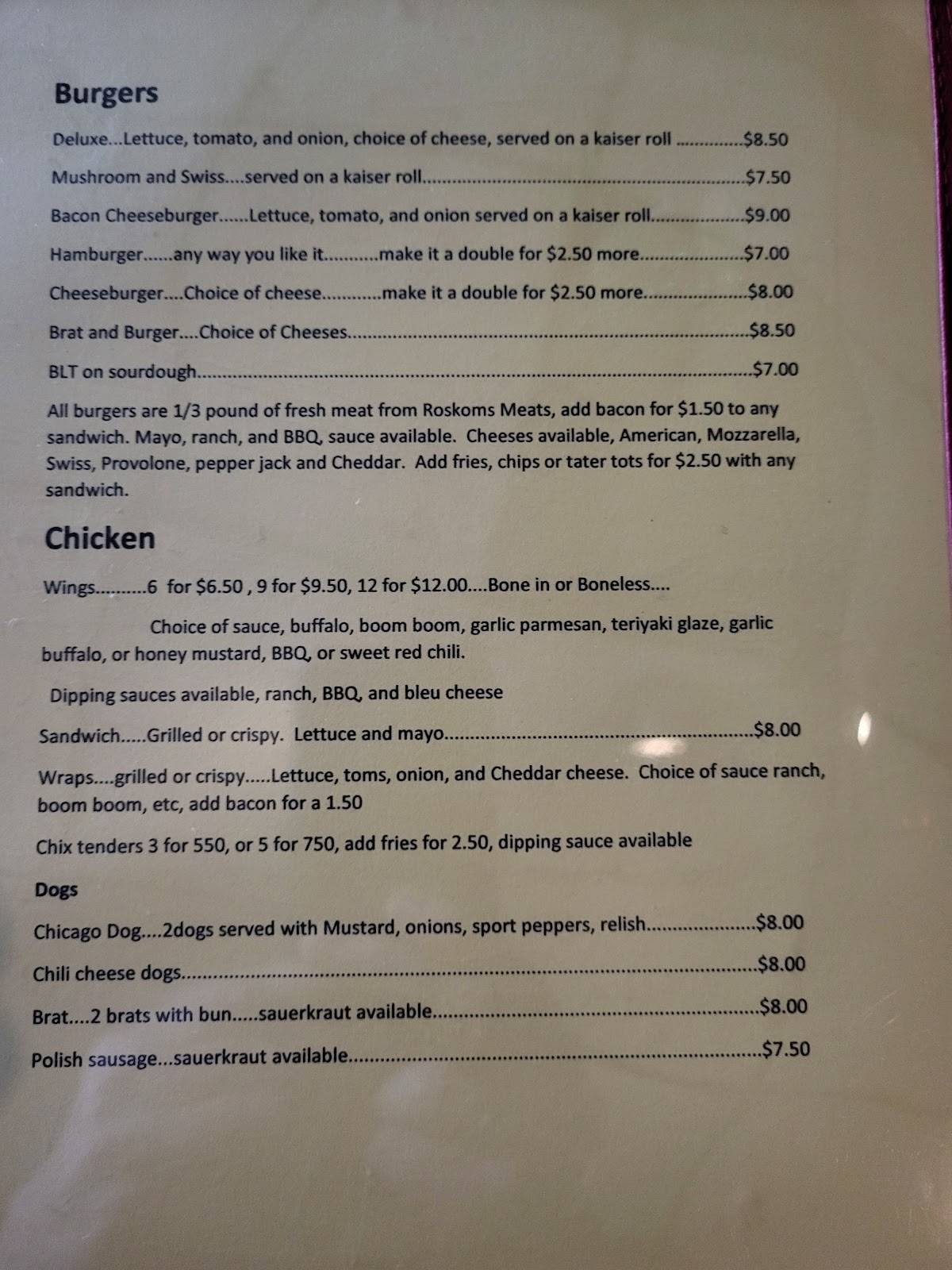 Menu at Scottys Pub, Kaukauna