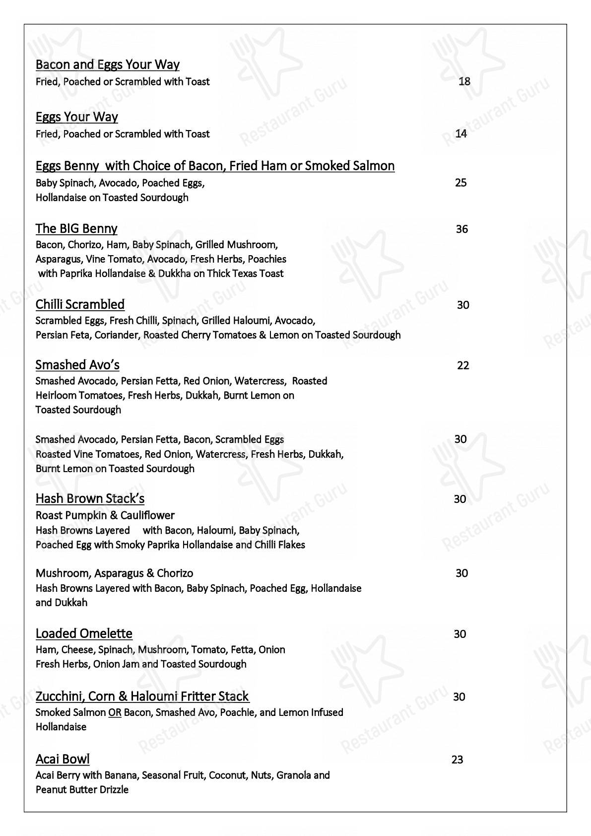 Menu at Screaming Beans Penrith cafe, Penrith