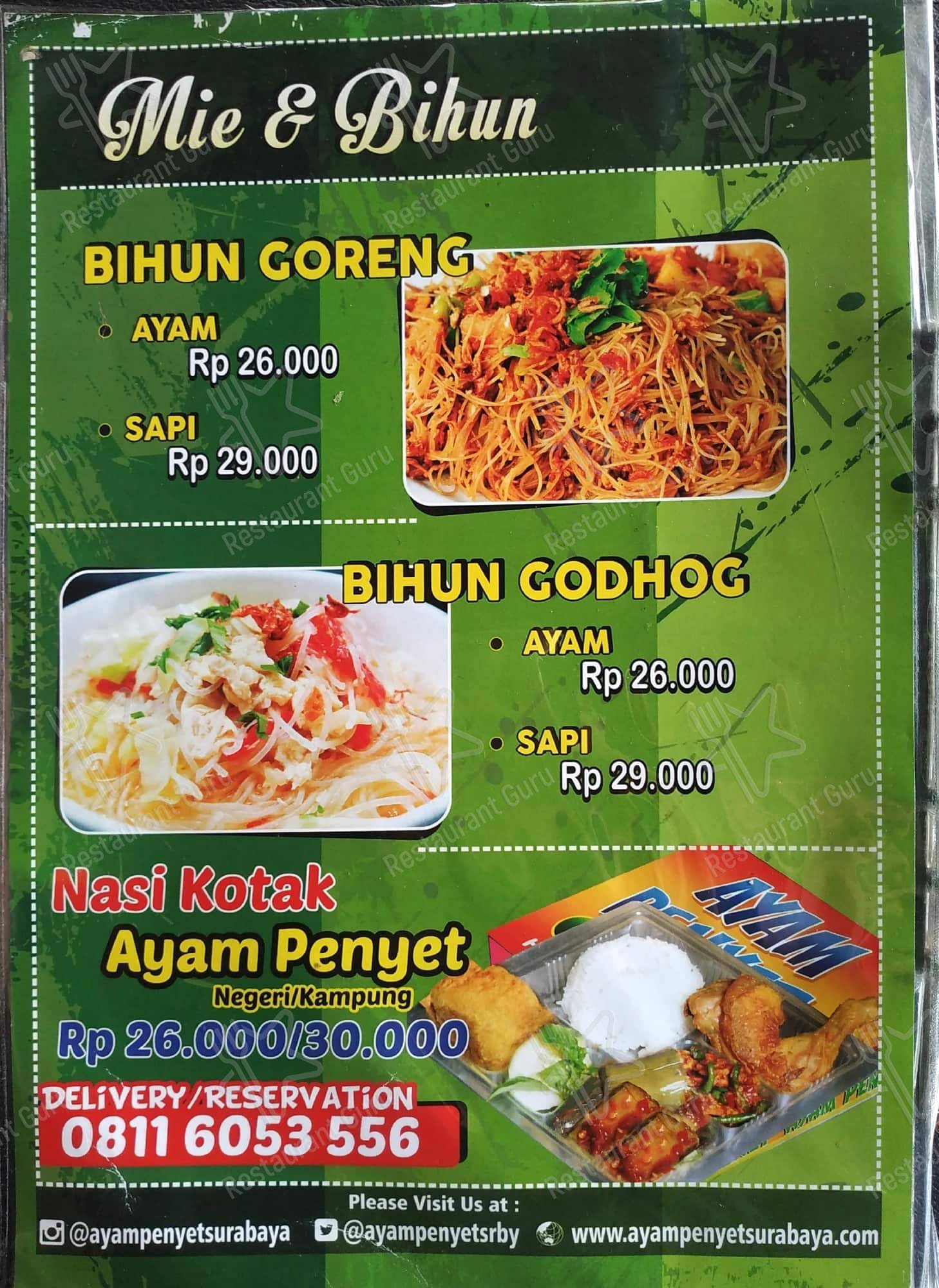 Menu at Mie Jogja Pak Karso & Ayam Penyet Surabaya restaurant, Jakarta ...