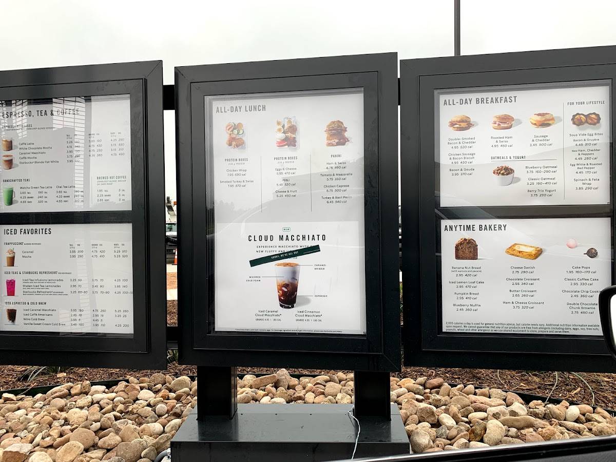 Menu at Starbucks cafe, Seagoville, 140 S Hwy 175