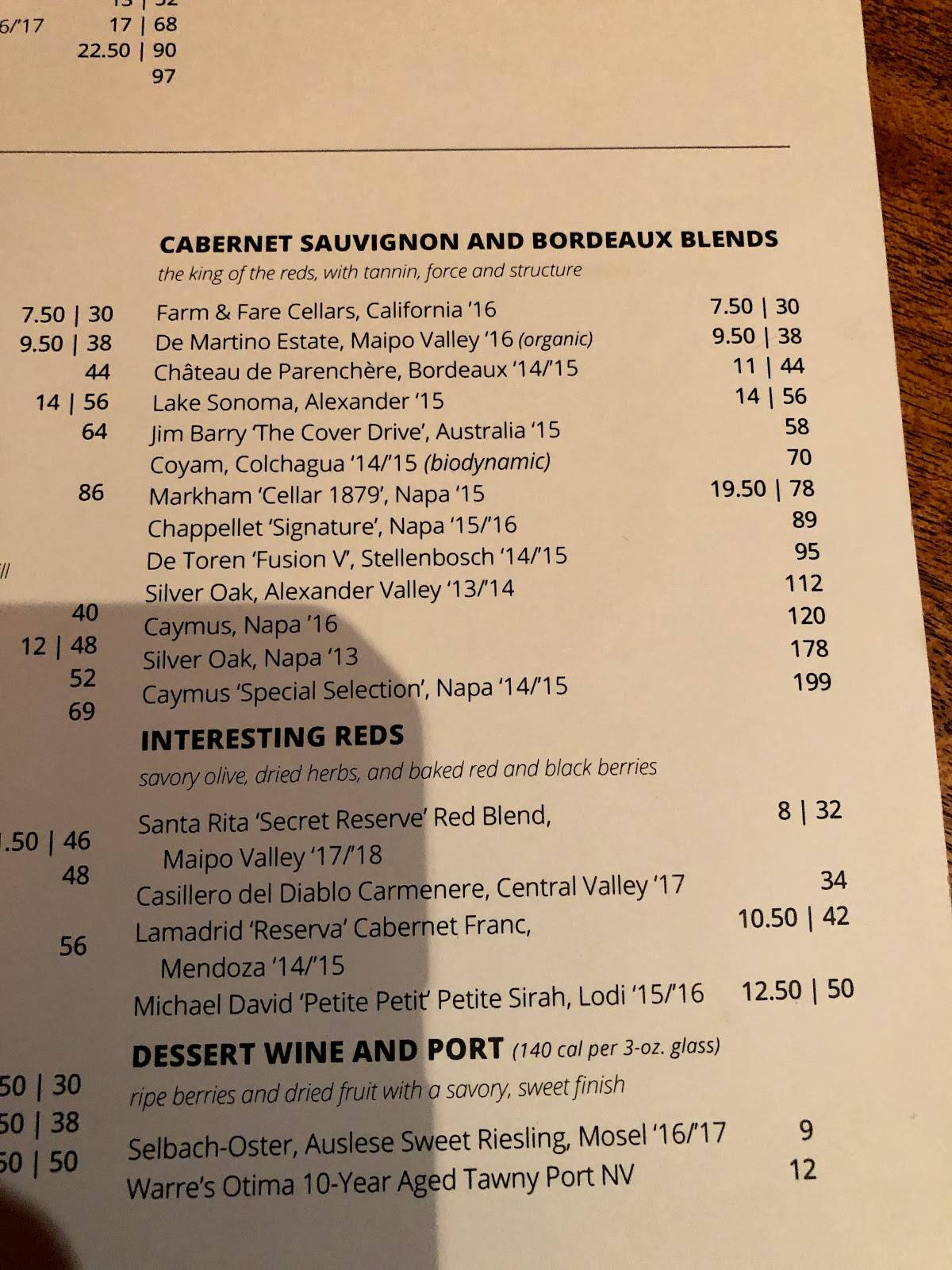 Menu at Seasons 52 pub & bar, Dunwoody, 90 Perimeter Center W