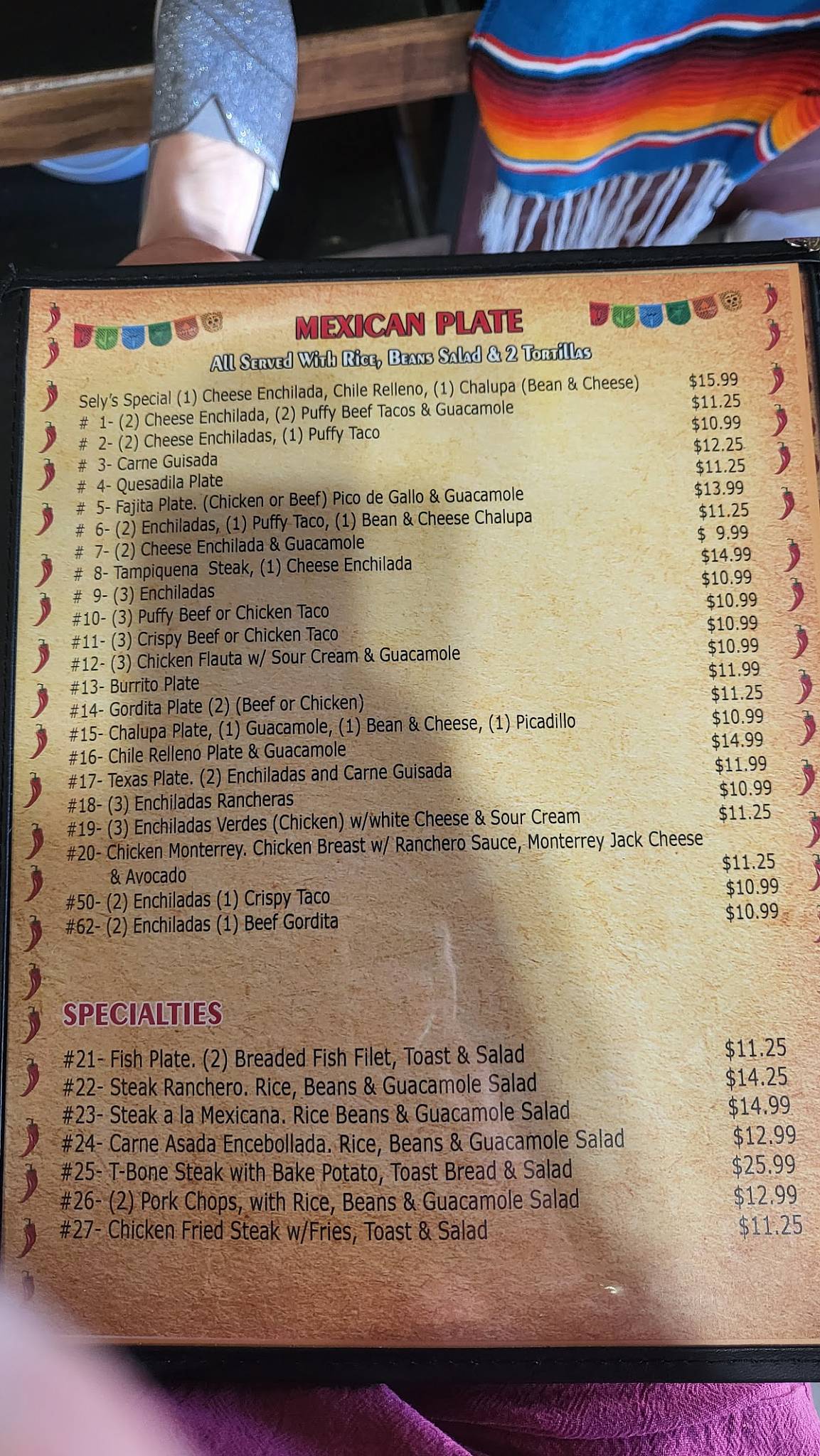 Menu at El cowboy restaurant grill, Seguin